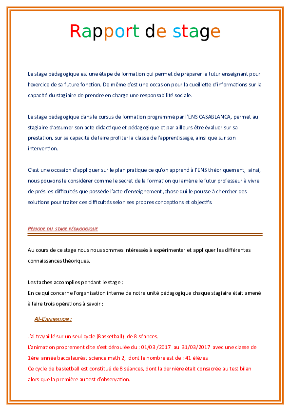 (DOC) Rapport de stage