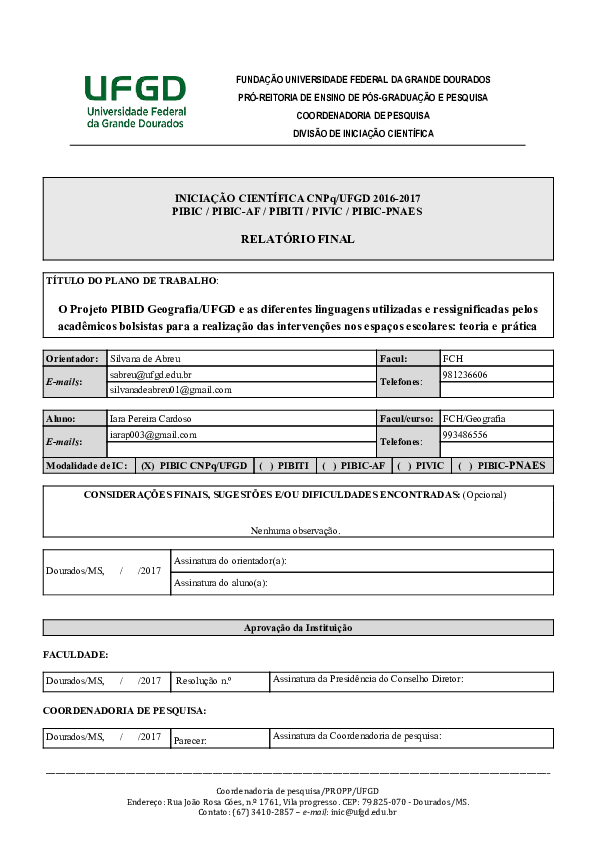(PDF) Relatório Real Oficial - Iara
