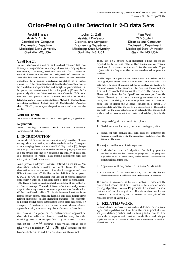(PDF) Onion-Peeling Outlier Detection in 2-D data Sets