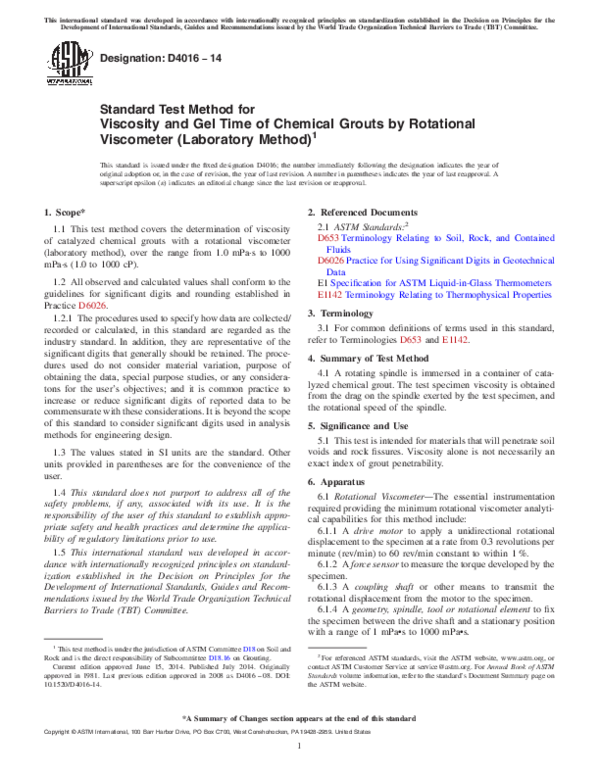 (PDF) Standard Test Method for Viscosity and Gel Time of Chemical ...