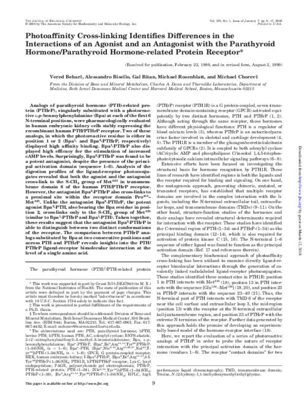 (PDF) Photoaffinity Cross-linking Identifies Differences in the ...