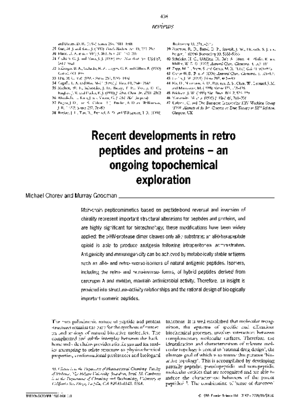 (PDF) Recent developments in retro peptides and proteins — an ongoing ...