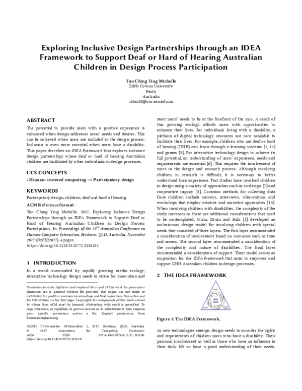 (PDF) Exploring Inclusive Design Partnerships through an IDEA Framework ...
