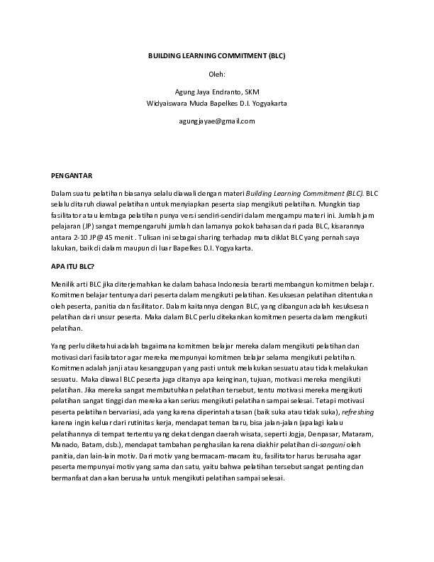 (DOC) BUILDING LEARNING COMMITMENT (BLC) Oleh