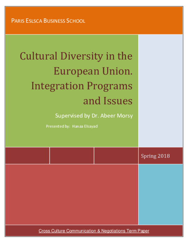 (DOC) Cultural Diversity in the European Union. Integration Programs ...