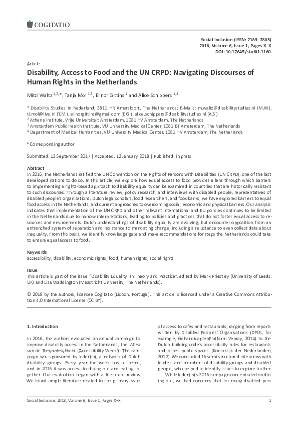 (PDF) Disability, access to food and the UN CRPD: Navigating discourses ...