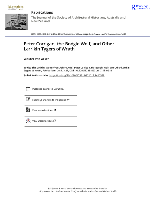 (PDF) Peter Corrigan, the Bodgie Wolf, and Other Larrikin Tygers of Wrath