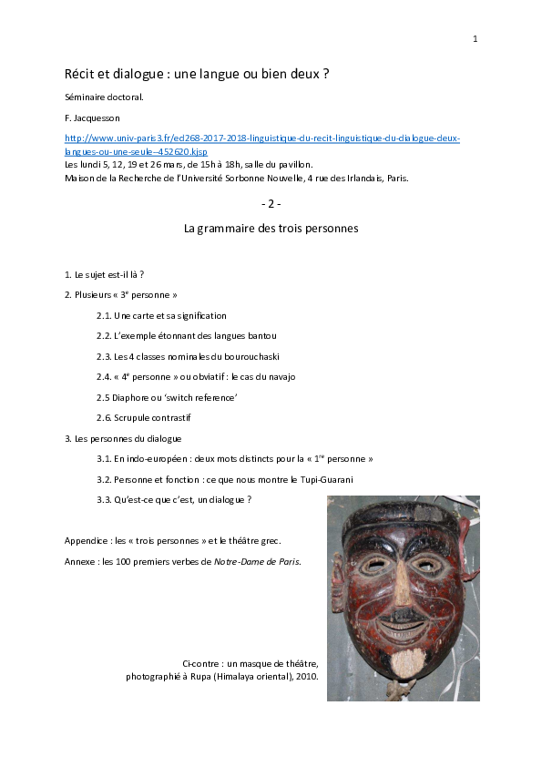 (PDF) Récit et dialogue : la grammaire des 3 personnes