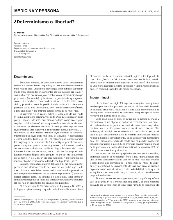 (PDF) ¿Determinismo o libertad?