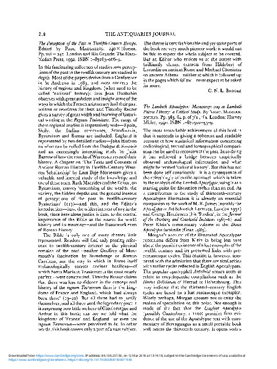 (PDF) The Lambeth Apocalypse: Manuscript 209 in Lambeth Palace Library.