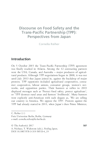 (PDF) Discourse on Food Safety and the Trans-Pacific Partnership (TPP ...