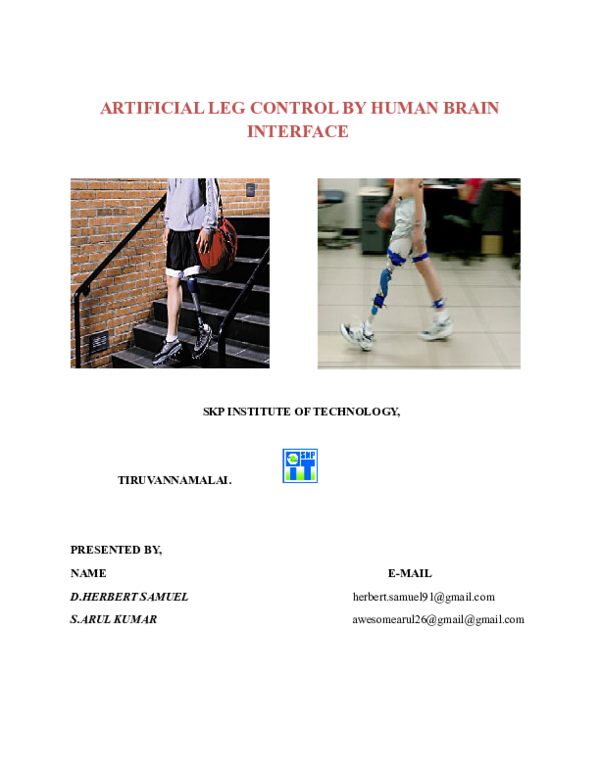 (DOC) ARTIFICIAL LEG CONTROL BY HUMAN BRAIN INTERFACE