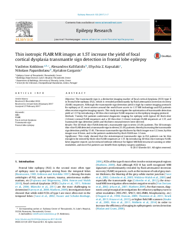 (PDF) Thin isotropic FLAIR MR images at 1.5T increase the yield of ...