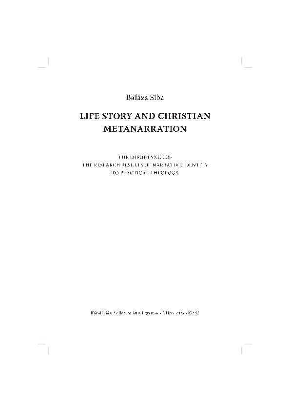(PDF) Life Story and Christian Metanarration - Narrative Identity in ...