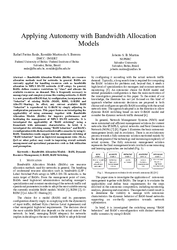 Pdf Applying Autonomy With Bandwidth Allocation Models