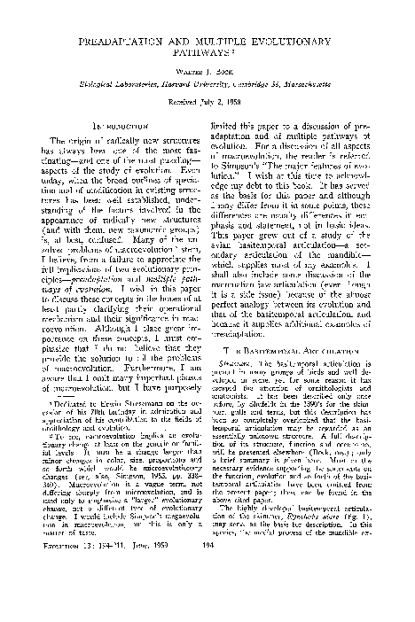 (PDF) Preadaptation and Multiple Evolutionary Pathways