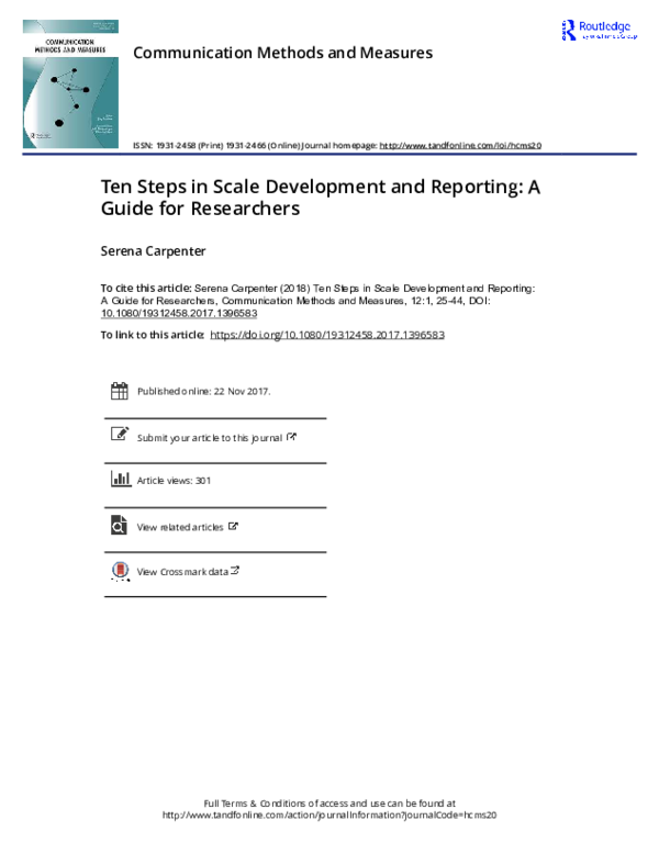 (PDF) Ten Steps in Scale Development and Reporting: A Guide for Researchers