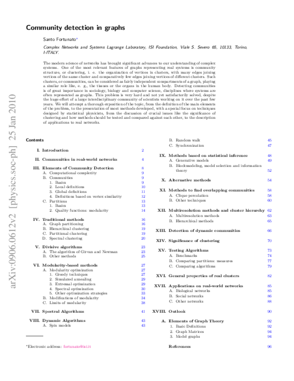 Pdf Community Detection In Graphs 5331