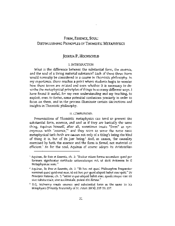 (PDF) Form, Essence, Soul: Distinguishing Principles of Thomistic ...
