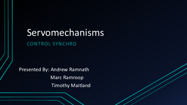 (PPT) Servomechanisms control synchro system