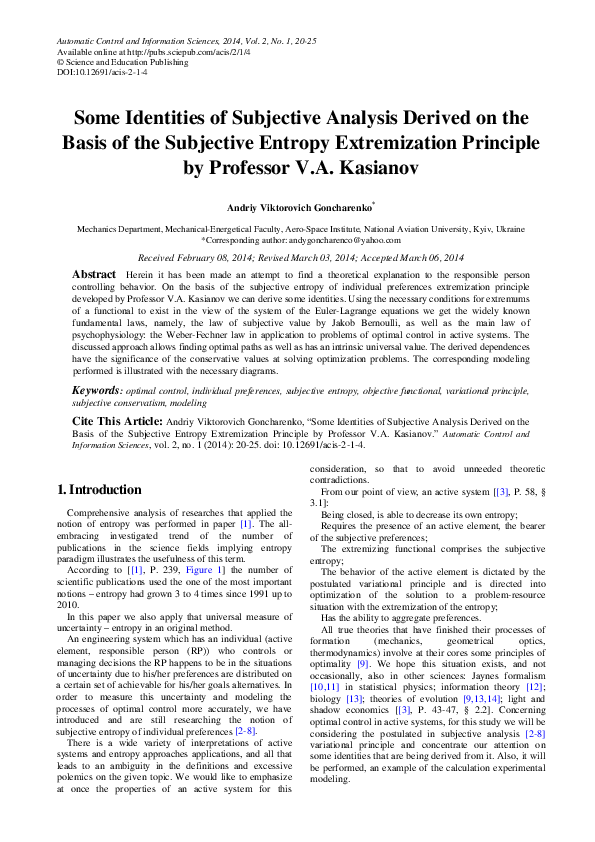 (PDF) Some Identities of Subjective Analysis Derived on the Basis of ...