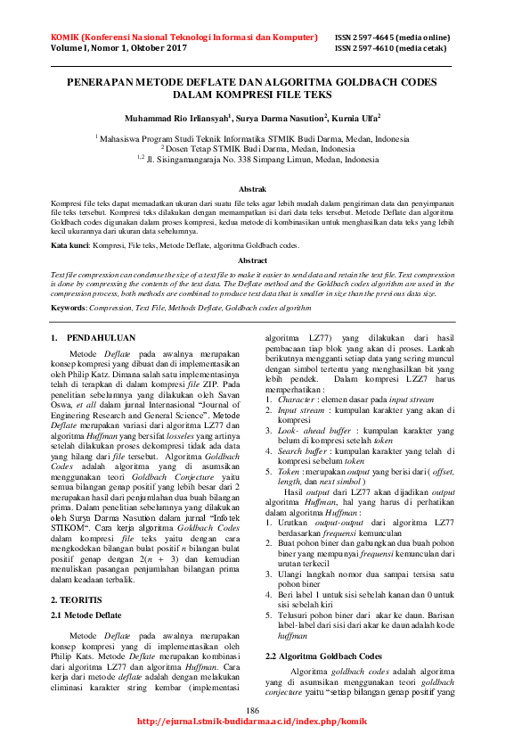 (PDF) KOMIK (Konferensi Nasional Teknologi Informasi dan Komputer) PENERAPAN METODE DEFLATE DAN ...