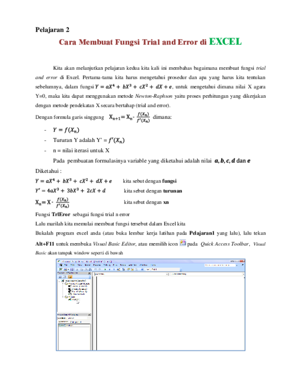 (PDF) Cara Membuat Fungsi Trial and Error di EXCEL