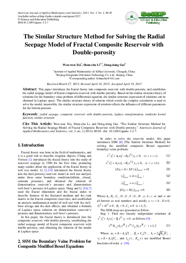 (PDF) The Similar Structure Method for Solving the Radial Seepage Model ...