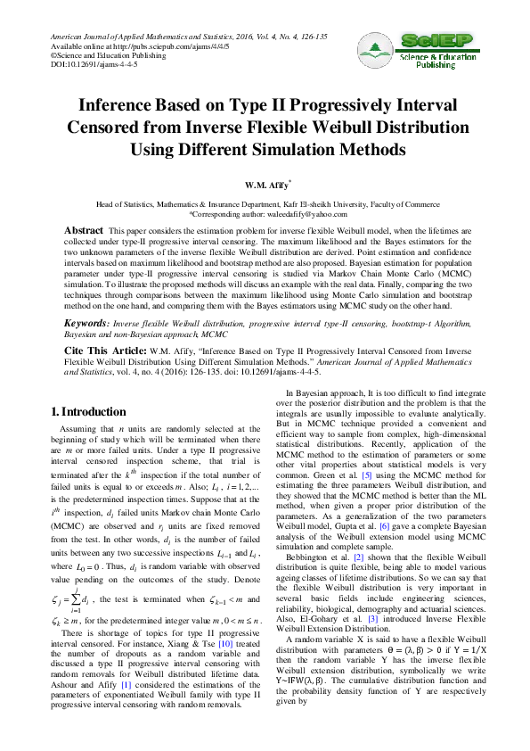 Pdf Bayesian Estimation And Prediction For Flexible Weibull Model Under Type Ii Censoring