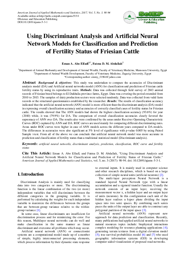 Pdf Using Discriminant Analysis And Artificial Neural Network Models