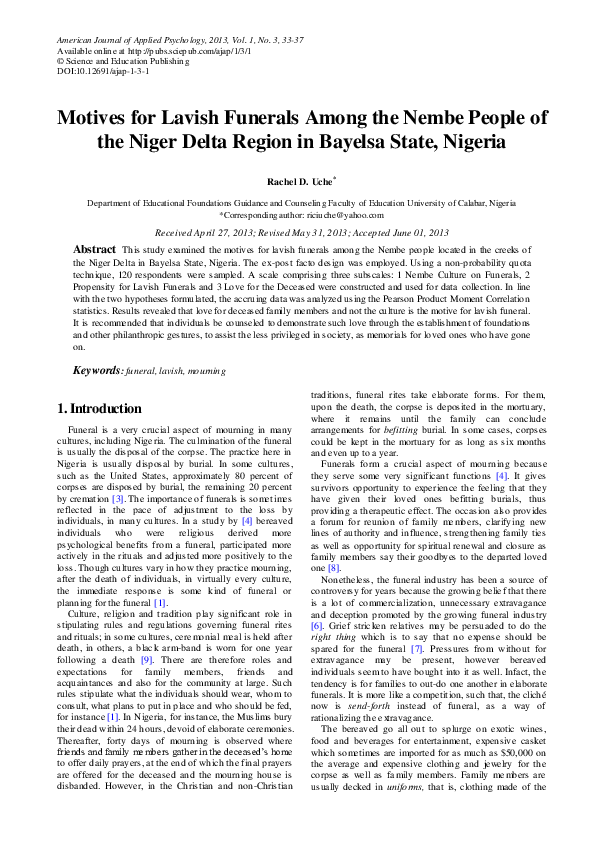 (PDF) Motives for Lavish Funerals Among the Nembe People of the Niger ...