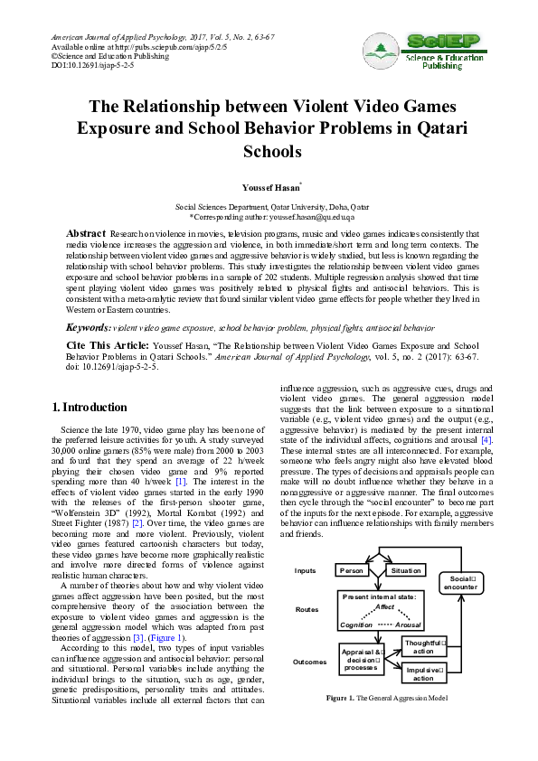 (PDF) The Relationship between Violent Video Games Exposure and School ...