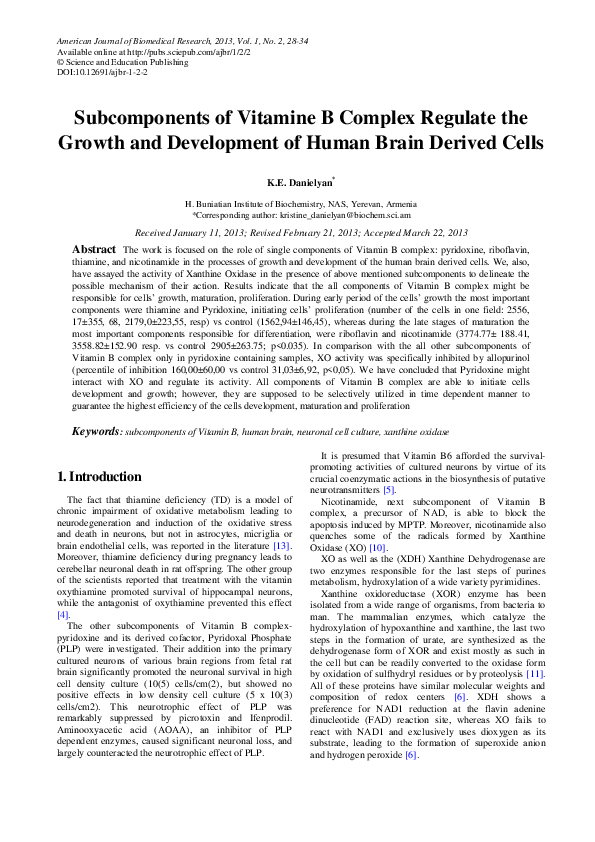 (PDF) Subcomponents of Vitamine B Complex Regulate the Growth and ...