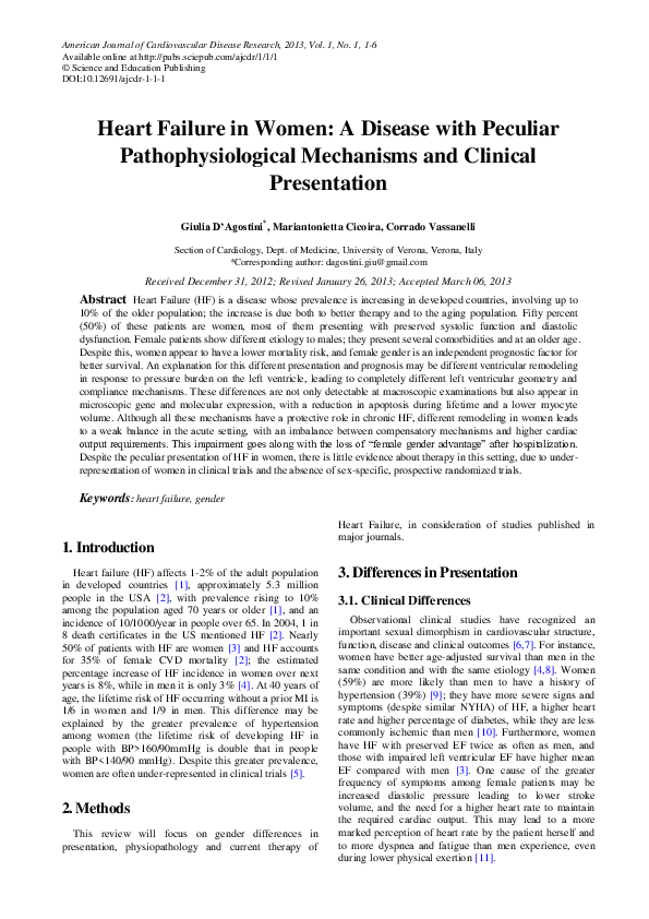 (PDF) Heart Failure in Women: A Disease with Peculiar ...