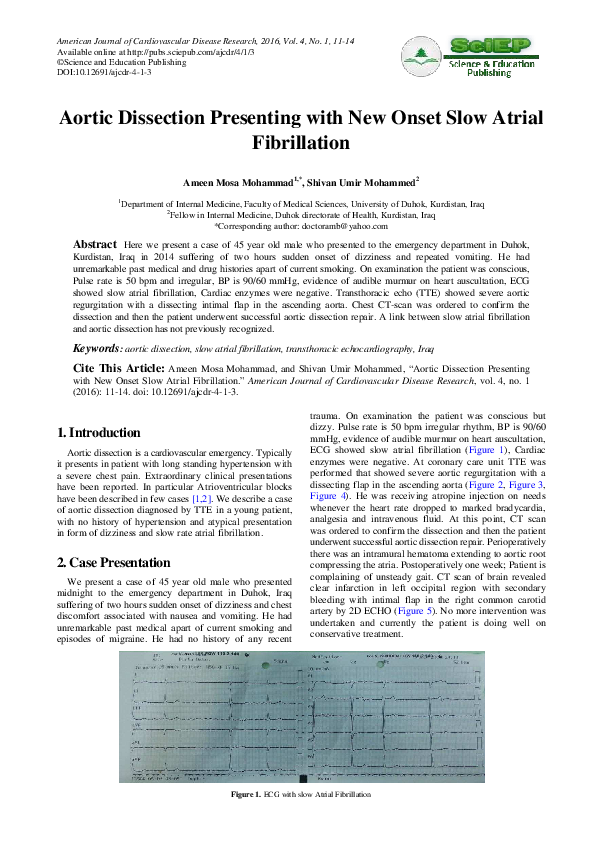 (PDF) Aortic Dissection Presenting with New Onset Slow Atrial ...