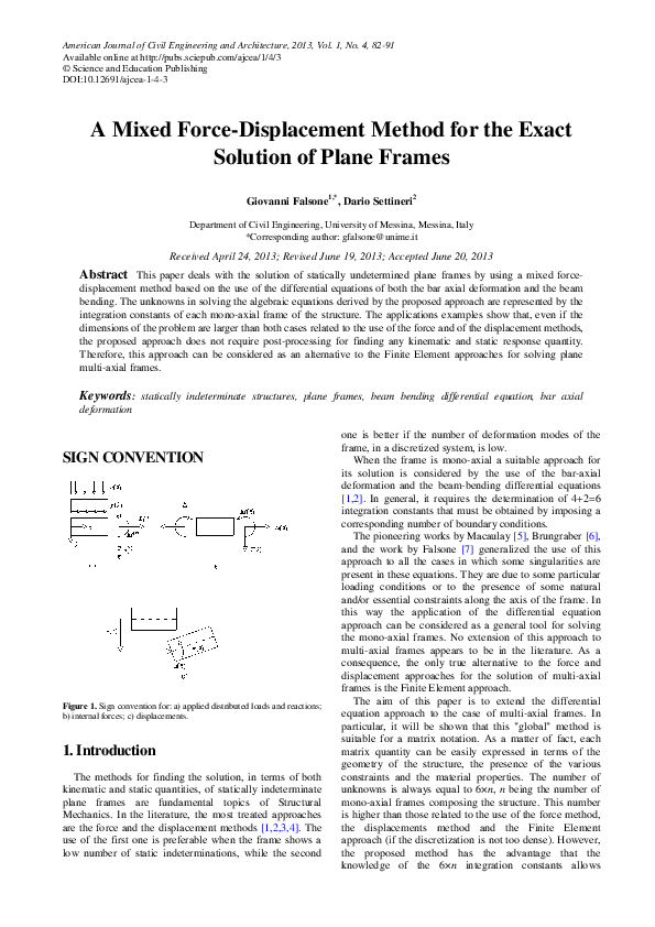 (PDF) A Mixed Force-Displacement Method for the Exact Solution of Plane ...