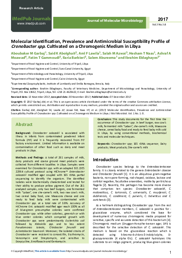 Pdf Molecular Identification Prevalence And Antimicrobial Susceptibility Profile Of