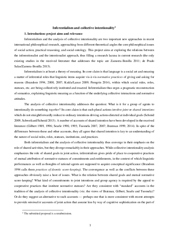 (PDF) Inferentialism and collective intentionality 1