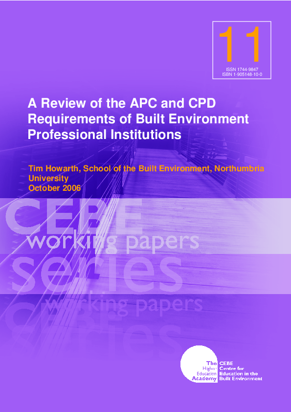 (PDF) A Review of the APC and CPD Requirements of Built Environment ...