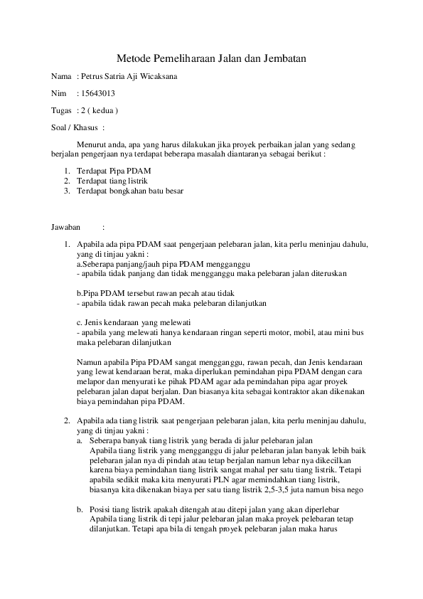 (DOC) Metode Pemeliharaan Jalan dan Jembatan Pak Ashadi