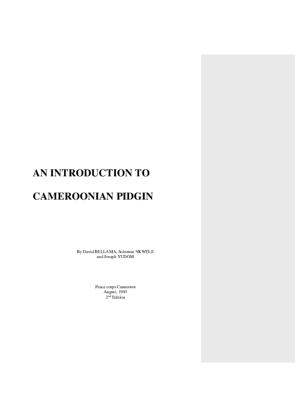 (DOC) AN INTRODUCTION TO CAMEROONIAN PIDGIN | Martyna Grazulyte ...
