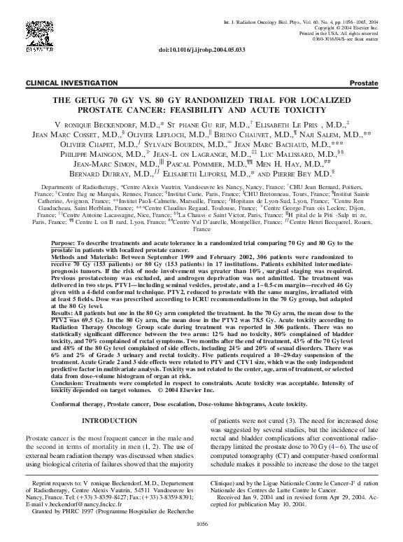 (PDF) The GETUG 70 Gy vs. 80 Gy randomized trial for localized prostate ...