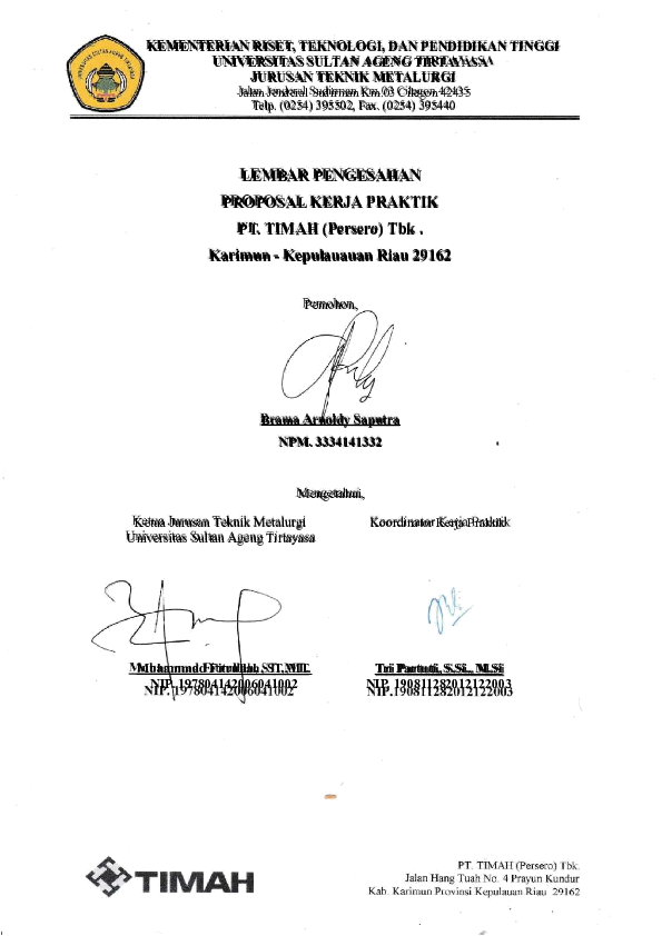 (DOC) Proposal KP PT Timah Persero Tbk