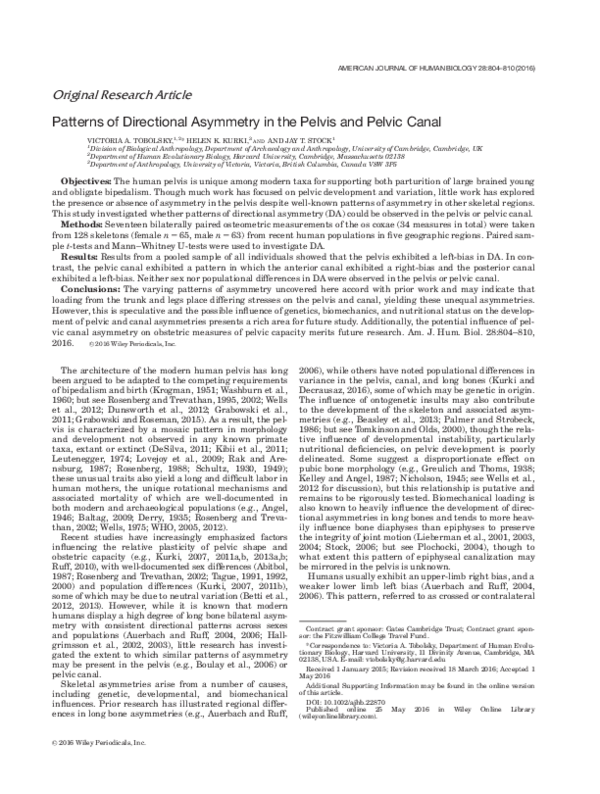(PDF) Patterns of Directional Asymmetry in the Pelvis and Pelvic Canal