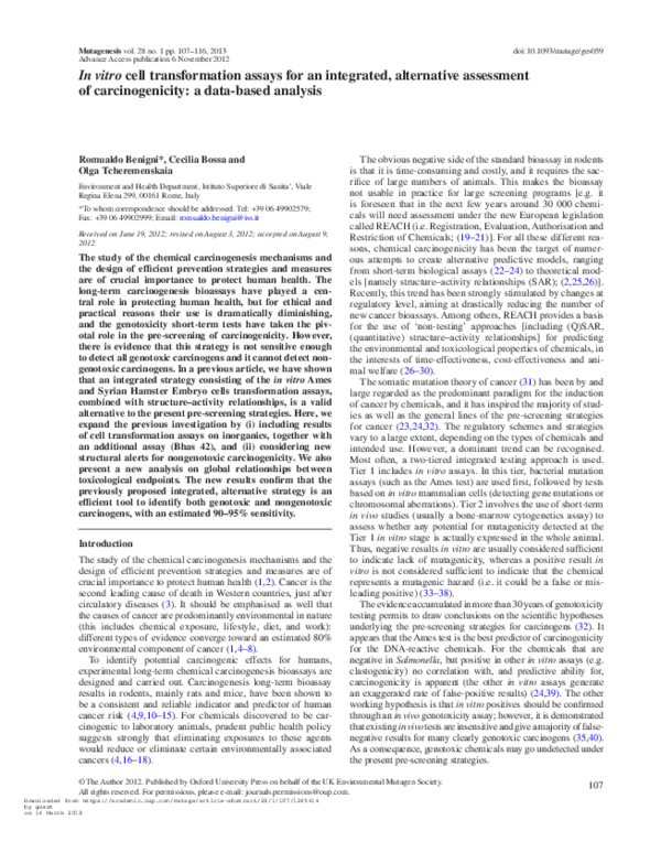 (PDF) In vitro cell transformation assays for an integrated ...