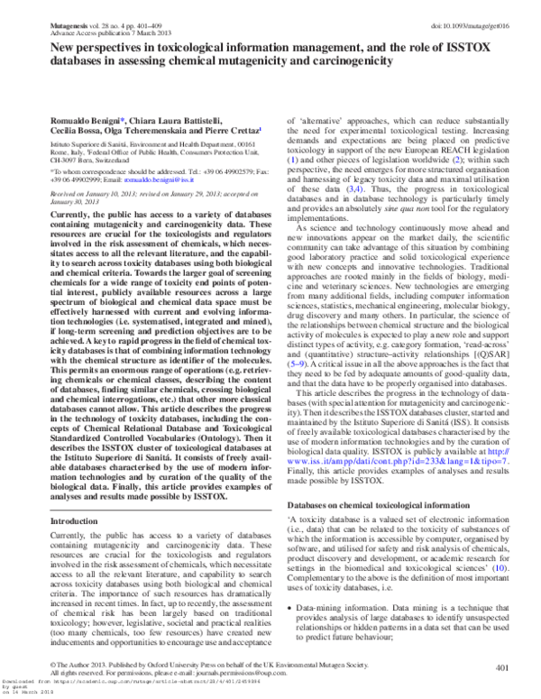(PDF) New perspectives in toxicological information management, and the ...