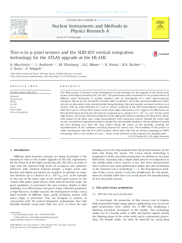 (PDF) Thin n-in-p pixel sensors and the SLID-ICV vertical integration technology for the ATLAS ...