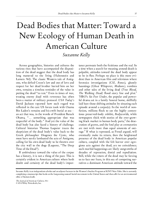 (PDF) Dead Bodies that Matter: Toward a New Ecology of Human Death in ...