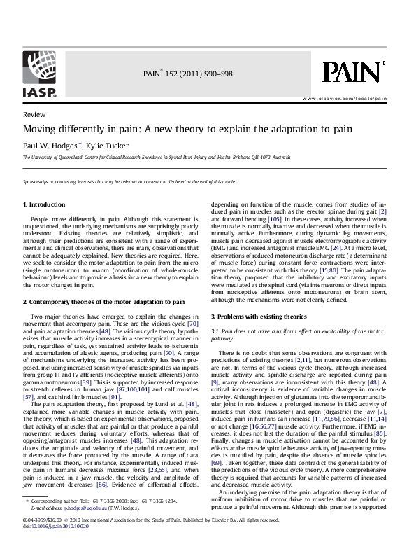 (PDF) Moving differently in pain: A new theory to explain the ...