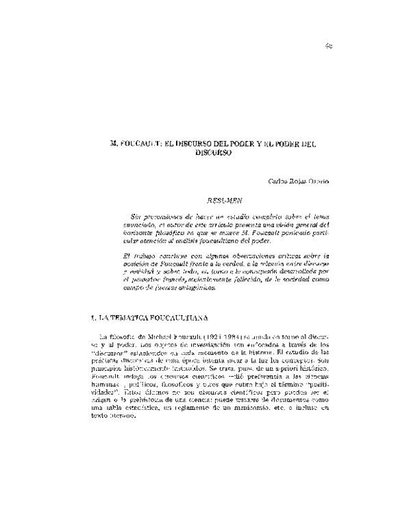 (PDF) M. FOUCAULT: EL DISCURSO DEL PODER Y EL PODER DEL DISCURSO